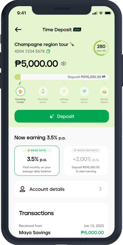 Time Deposit Plus - Maya Digital Bank